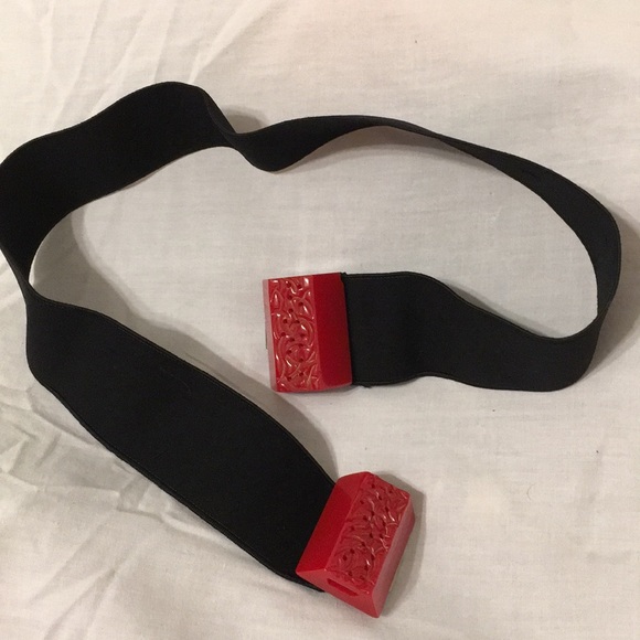 Accessories | Vintage Stretchy Red Buckle Belt | Poshmark
